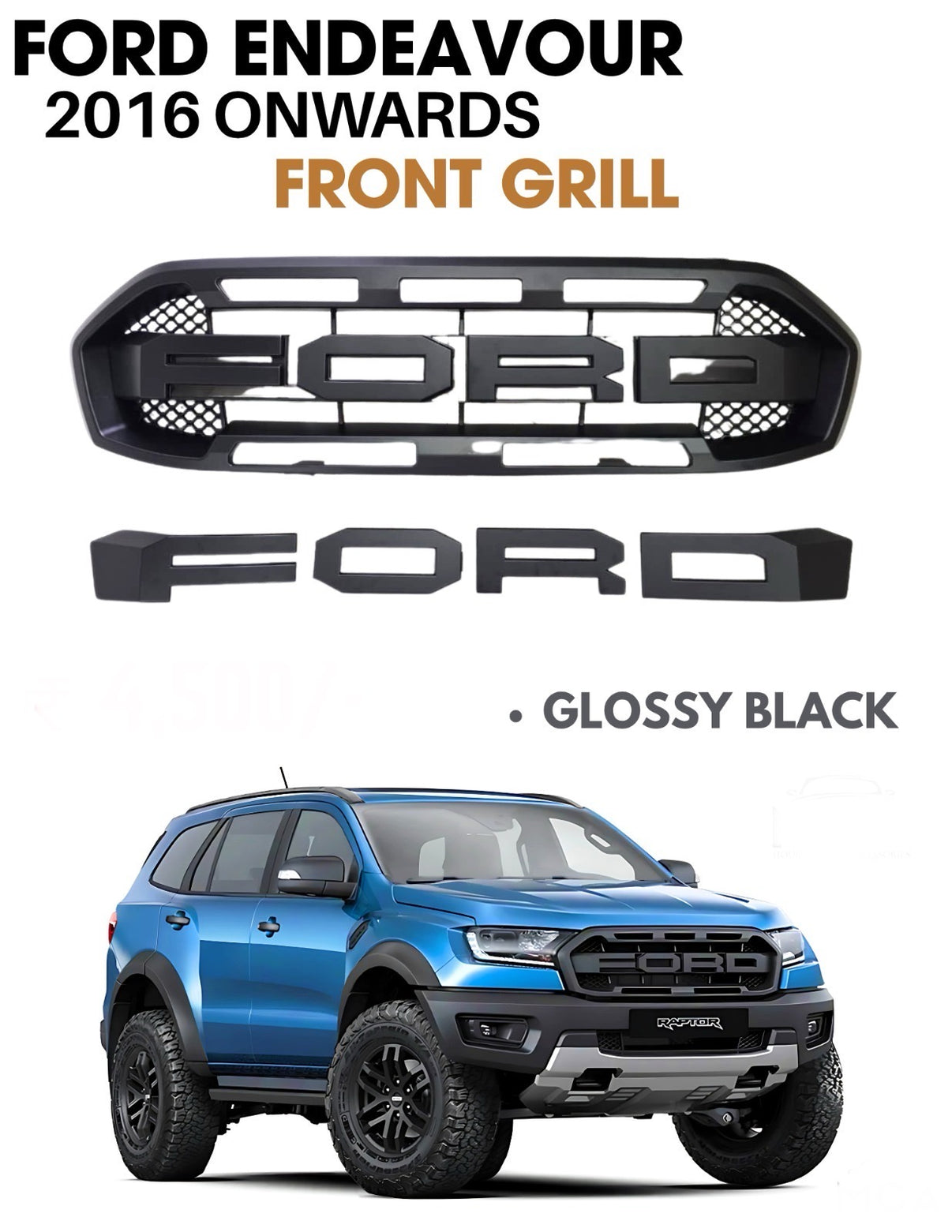 FORD ENDEAVOUR 2016-18 FRONT GRILL WITH MAT BLACK LATTER – LUXE AUTOMOTIVE