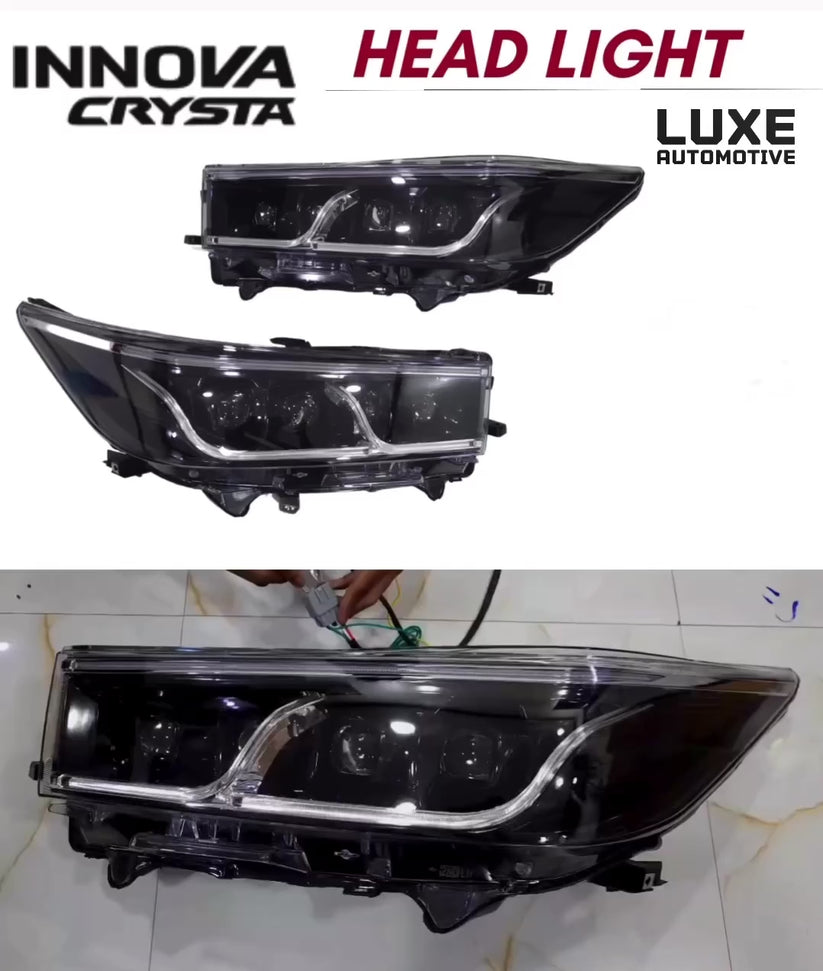 Innova Crysta LED Headlight Aftermarket premium part direct plug and p ...